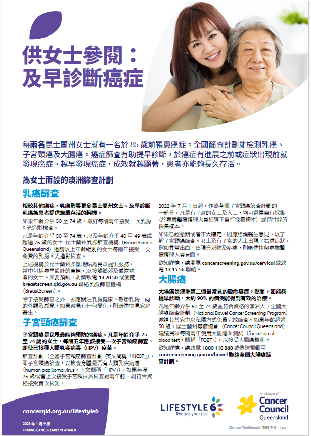 Lifestyle 6 Finding cancer early in women (Traditional Chinese) PDF Do ...