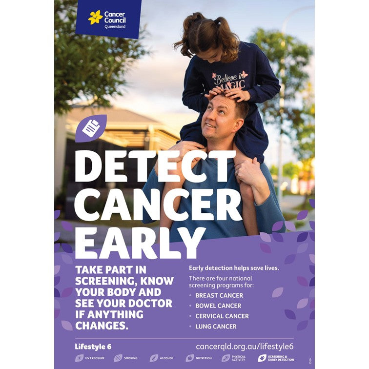 Lifestyle 6 – Detect Cancer Early – Poster – Cancer Council Queensland ...