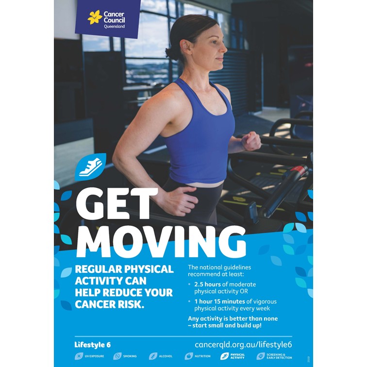 Lifestyle 6 – Get moving – Poster – Cancer Council Queensland Resources
