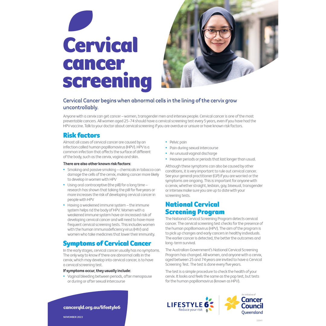 Lifestyle 6 Cervical Cancer Screening – Cancer Council Queensland Resources