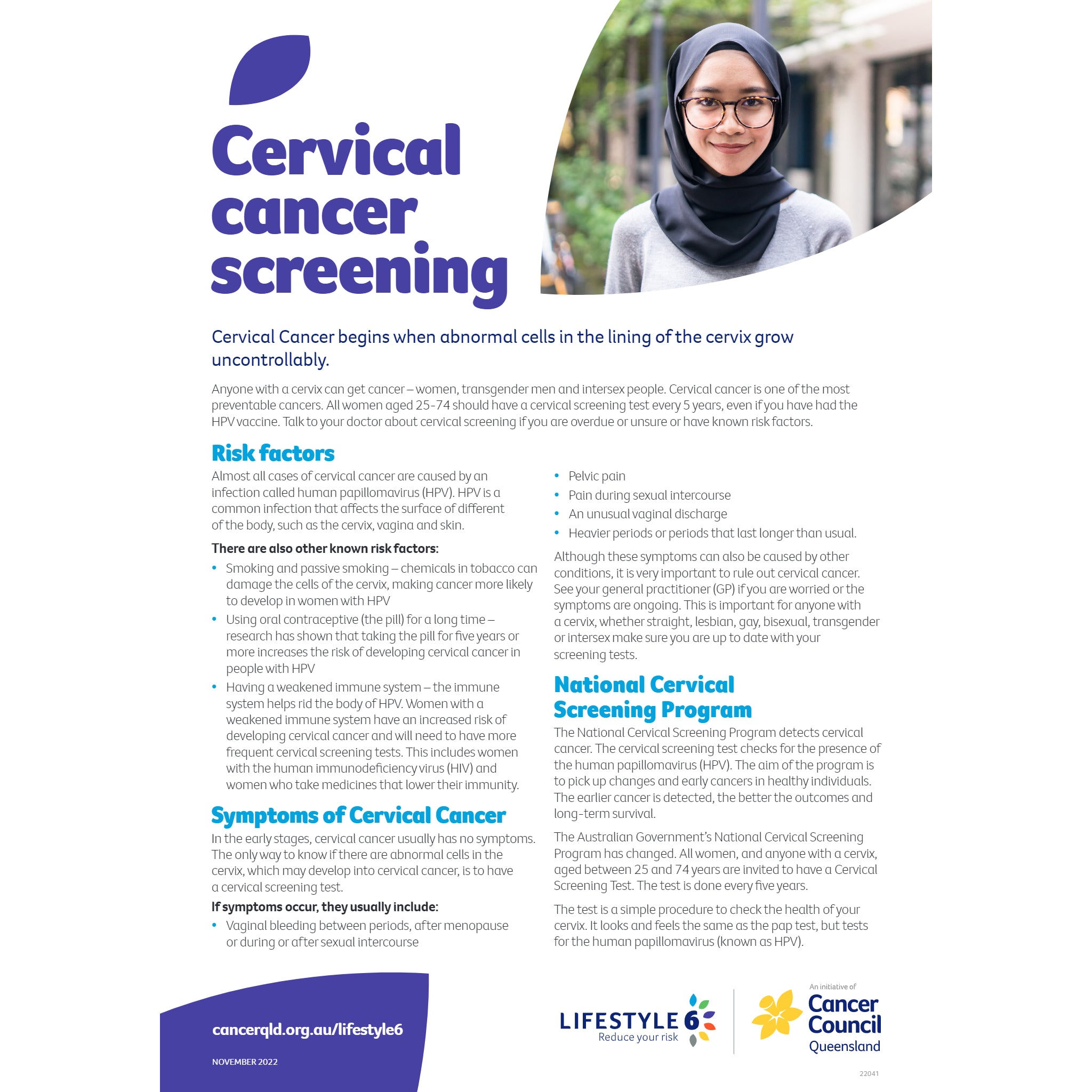 Lifestyle 6 Cervical Cancer Screening – Cancer Council Queensland Resources