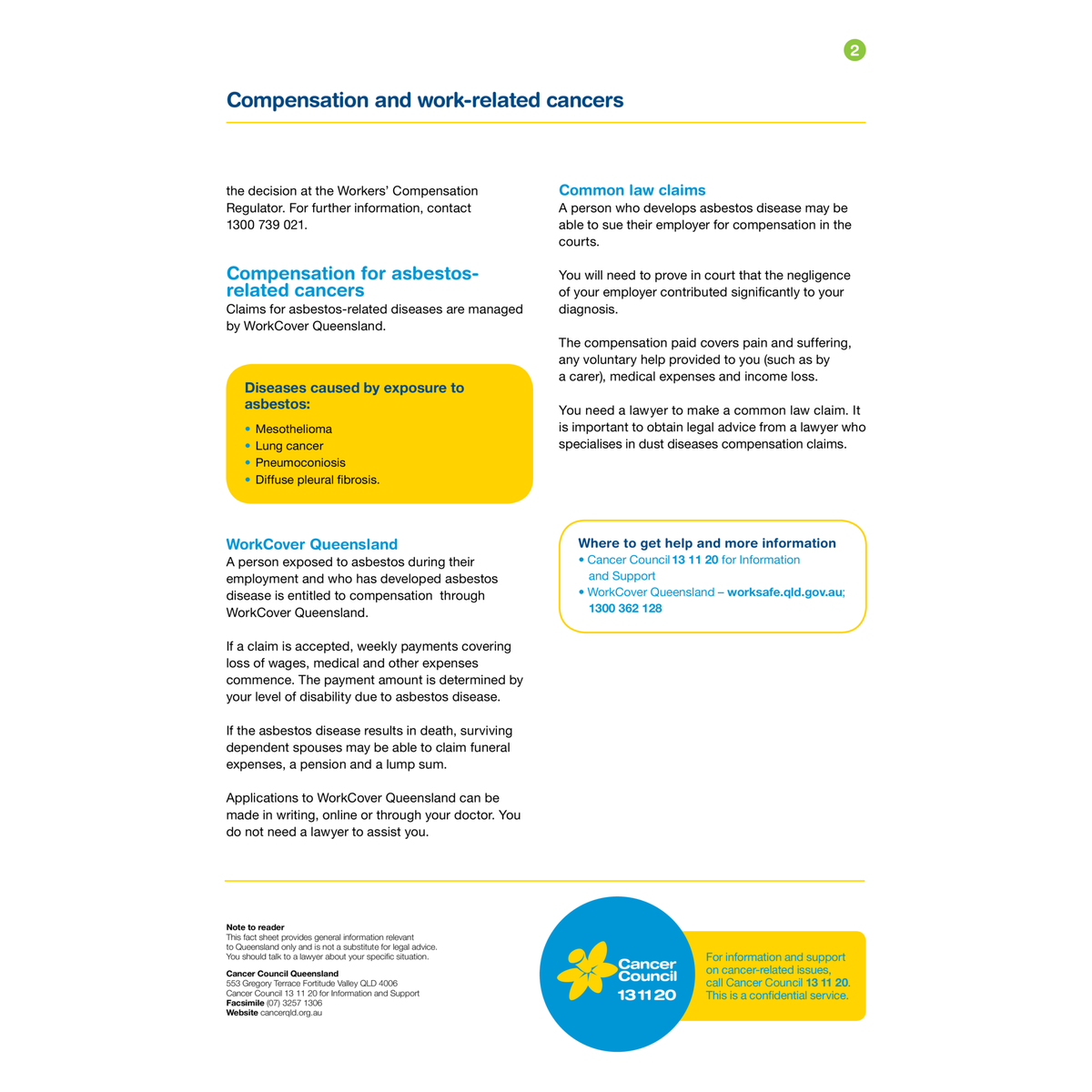 Compensation and Work-Related Cancer (PDF Download) – Cancer Council ...