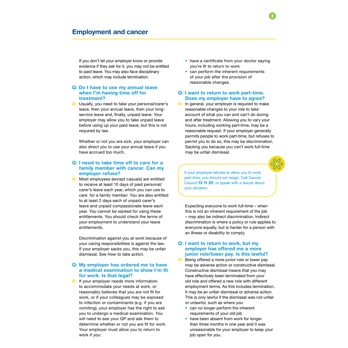 Employment and Cancer (PDF Download) – Cancer Council Queensland Resources