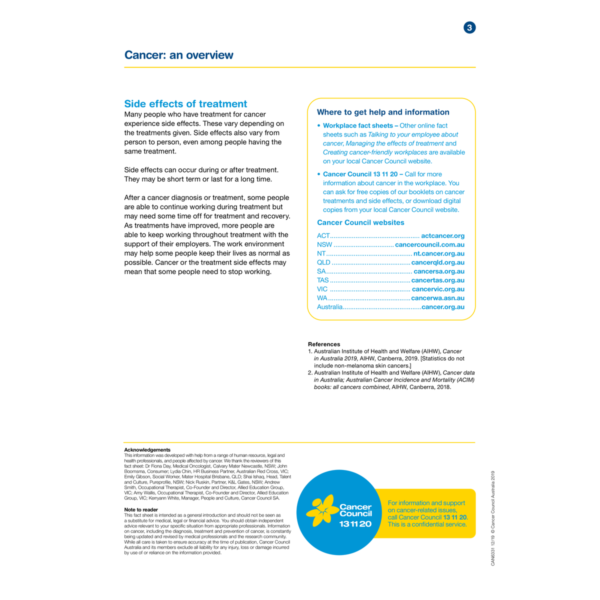 HR: Cancer an Overview (PDF Download) – Cancer Council Queensland Resources