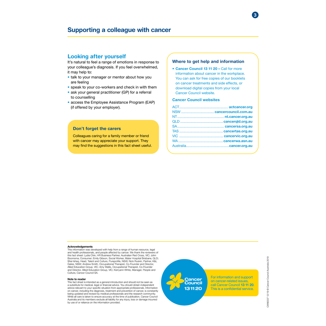 HR: Supporting a Colleague with Cancer (Digital PDF) – Cancer Council ...