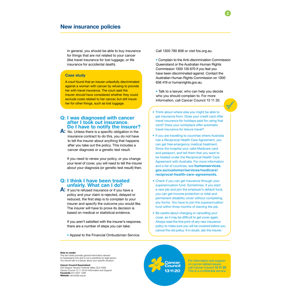 New Insurance Policies (PDF Download) – Cancer Council Queensland Resources