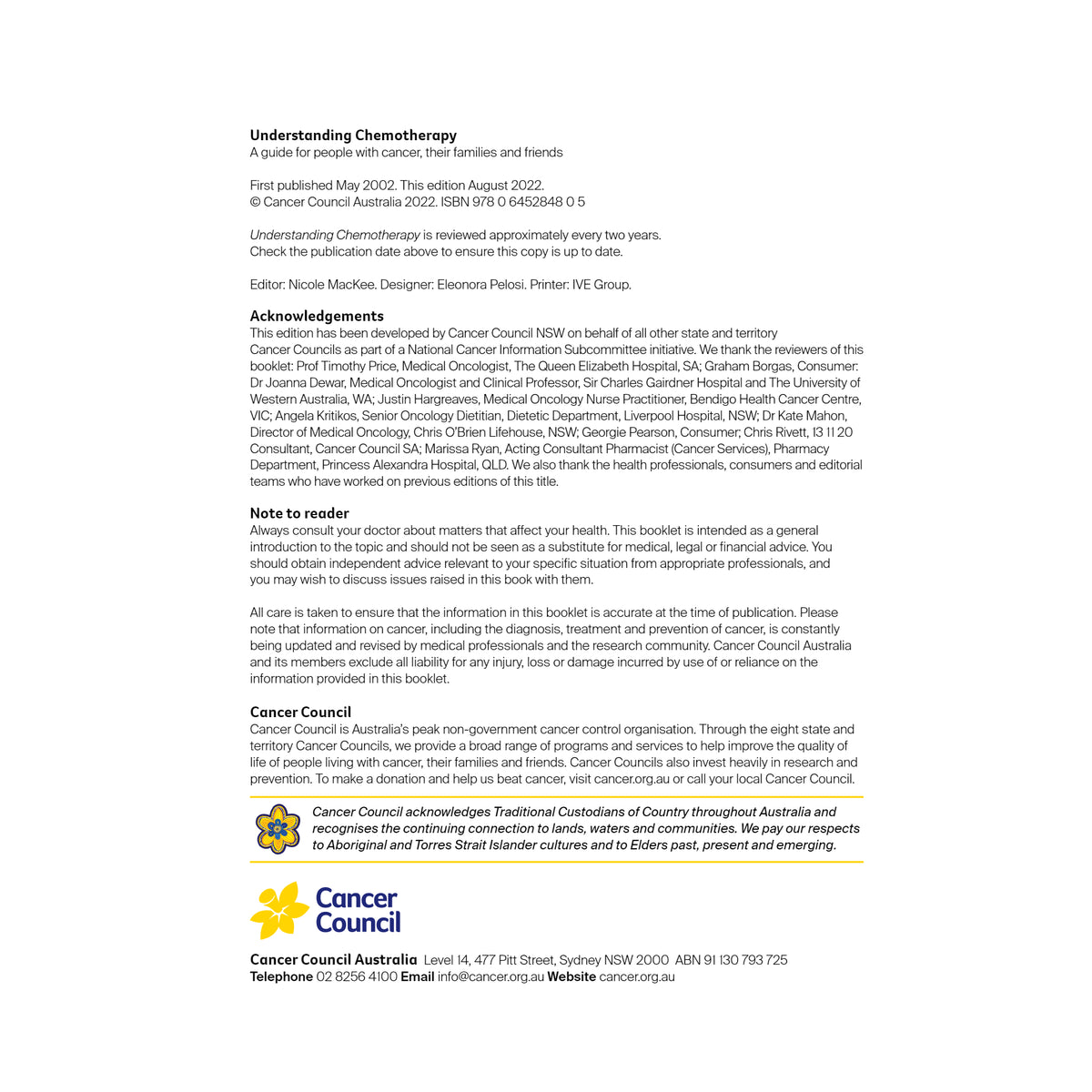 Understanding Chemotherapy – Cancer Council Queensland Resources