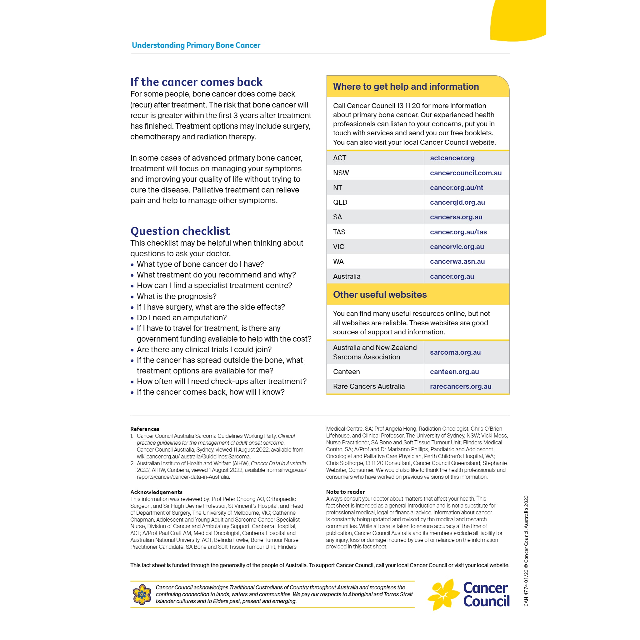 Understanding Primary Bone Cancer (PDF Download) – Cancer Council ...