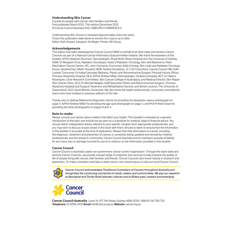 Understanding Skin Cancer – Cancer Council Queensland Resources