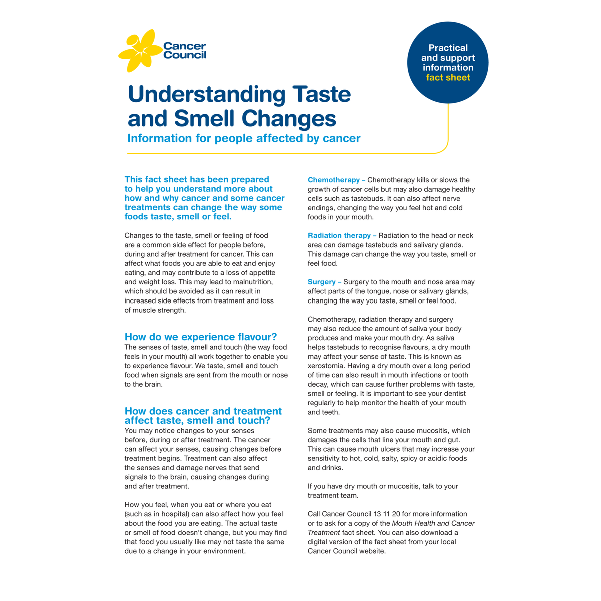 Understanding Taste and Smell Changes (PDF Download) – Cancer Council ...