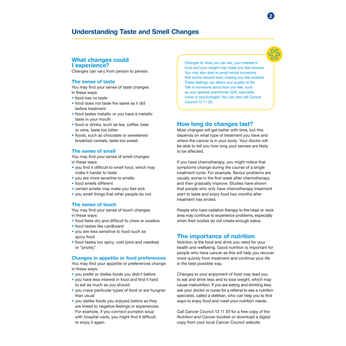 Understanding Taste and Smell Changes (PDF Download) – Cancer Council ...