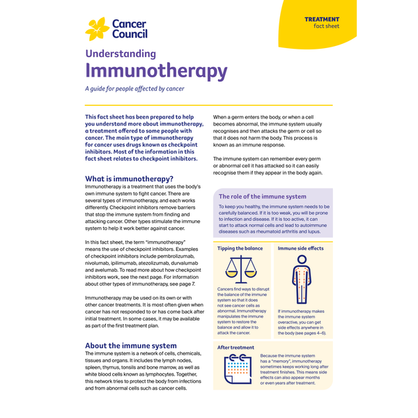 Understanding Immunotherapy (PDF Download) – Cancer Council Queensland ...