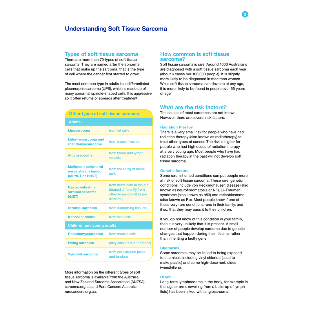 Understanding Soft Tissue Sarcoma (PDF Download) – Cancer Council ...